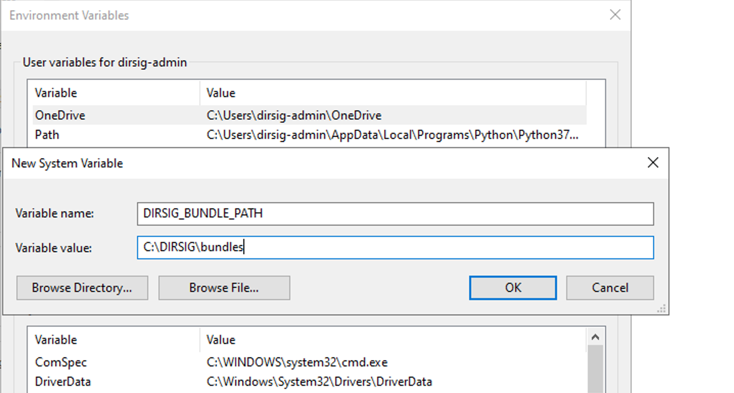 DIRSIG Bundle Inventory